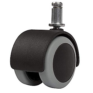 Premium 2 Inch Floor Protecting Rubber Office Chair Caster Wheels (Set of 5) Standard Stem Size - Black/Gray