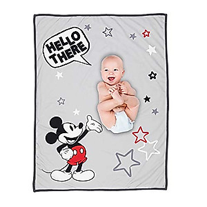 Lambs & Ivy Disney Baby Mickey Mouse Picture Perfect Baby Blanket - Gray