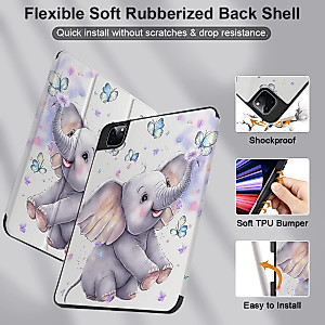 DONGKE Case for 2021/2022 iPad Pro 12.9 inch 5th / 6th Gen - Slim Protective Case - Apple Pencil Charging - Trifold Stand & Sleep/Wake Cover, Also Fits to iPad Pro 12.9 3rd / 4th Gen, Elephant