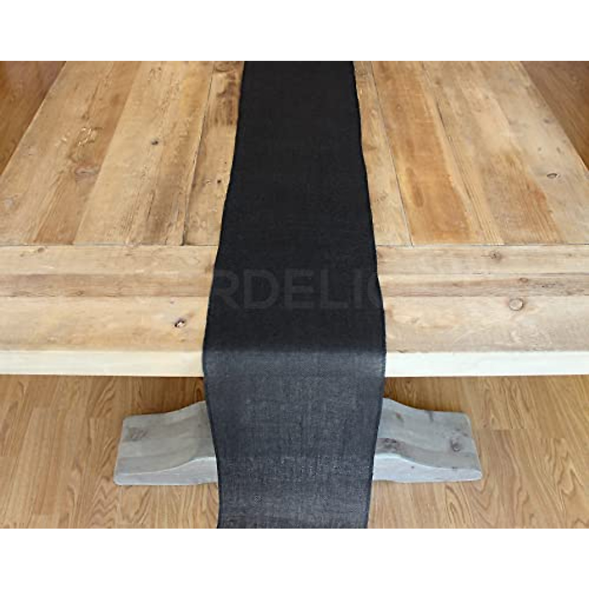 CleverDelights 9" Black Burlap Roll - Finished Edges - 5 Yards - Jute Burlap Fabric