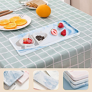 Gute 10" Ceramic Bathroom Tray for Counter, Vanity Sink Tray for Bathroom, Small Rectangle Ceramic Sink Tray, Kitchen Soap Tray, Marble Tray for Kitchen Counter, Blue