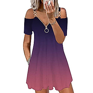 WYTong Women's Short Sleeve Dresses Fashion Casual V-Neck Dresses Strap Open Back Dress Loose Maxi Dress (Pink-A,Small)