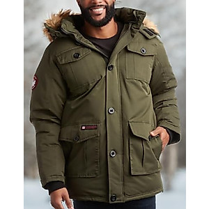 CANADA WEATHER GEAR Men's Winter Coat - Heavyweight Teflon Canvas Parka Jacket (M-XXL), Size XX-Large, Olive Green