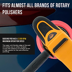 Dura-Gold Pro Series 6" Super Soft Flexible Edge Polishing Buffing Hook and Loop Backing Pad, 5/8" - 11 Threads - Rotary Polisher Buffer Backup Pad, Attach Foam Wool Buff Pads Automotive Car Detailing