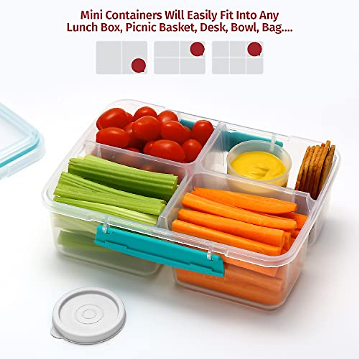 Condiment Cups Containers with Lids- 8 pk. 1.3 oz.Salad Dressing Container to go Small Food Storage Containers with Lids- Sauce Cups Leak proof Reusable Plastic BPA free for Lunch Box Picnic Travel