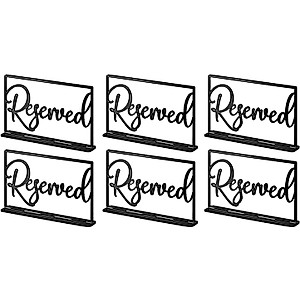 AMHIL Saturey 6 Pieces Acrylic Reserved Table Signs Black Reservation for Wedding Party Celebrations