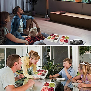 Portable Snack Containers for Kids, Lunchable Containers for Kids Adults,Reusable Snack Box Travel Veggie Tray with Lid, Divided Serving Tray with Handle for Travel Movie Night (6 compartment)