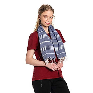 Clotho Turkish Hand Towels Set of 4 for Decorative Bathroom | Kitchen Towels and Dishcloths Sets Boho Farmhouse | 100% Cotton 18 x 40 Inches (Navy Blue)