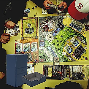 AEGIS GUARDIAN Card Deck Box for MTG with 3 Tray Commander Deck Box Hold 200+ Double Sleeved Cards, PU Leather 7 Strong Magnets Card Storage Box Deck Game Case for TCG CCG, Blue