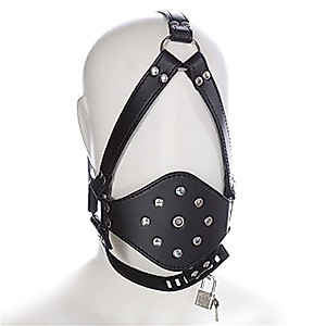 JCAKES Leather Head Harness Masks Sport Head Belts Cosplay Face Masks Rivet Mouth Masks