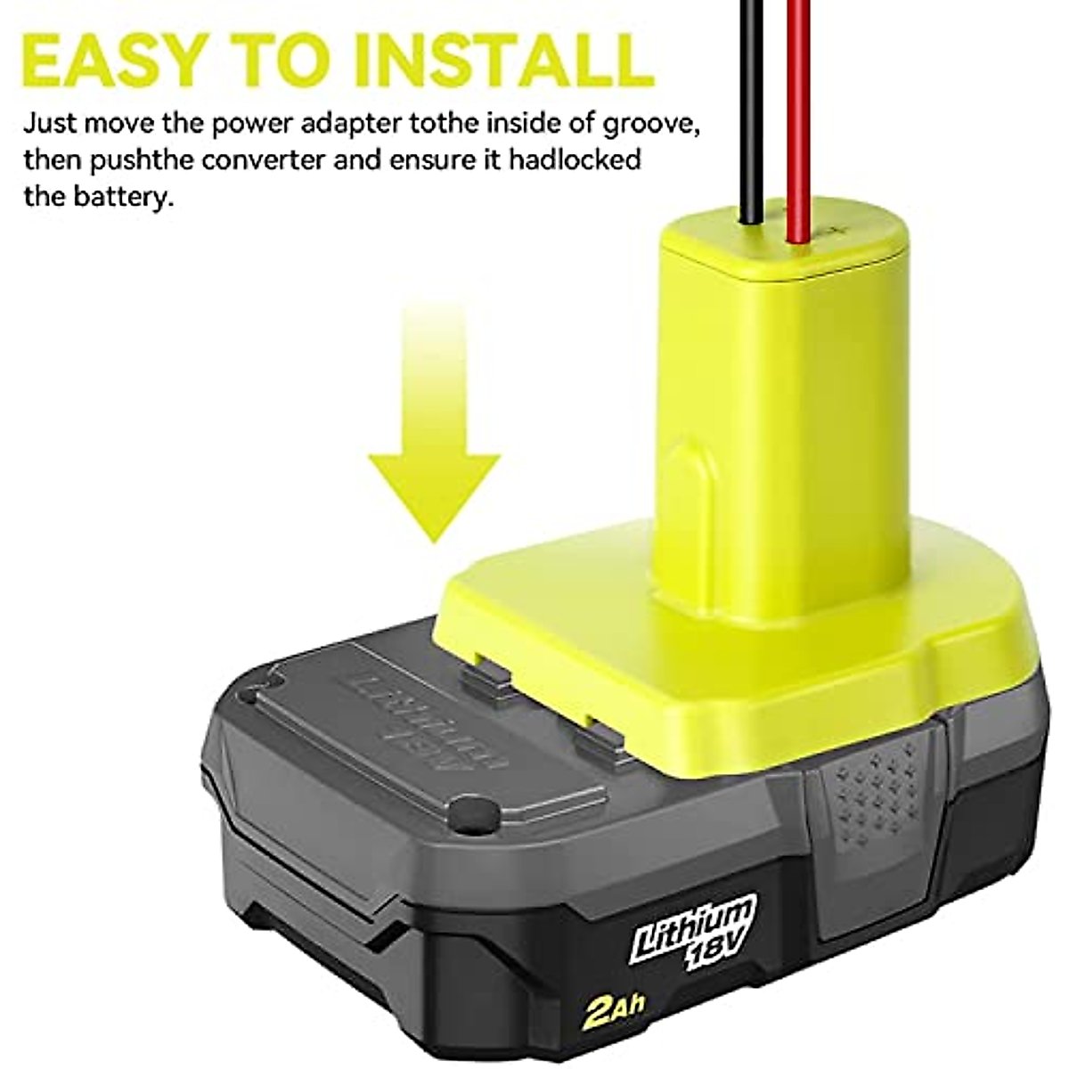 Ecarke for Power Wheels Adaptor for Ryobi 18V One+ P108 P107 P102 Battery Dock Power Connector RC Toy & Car,e-Bike 12 Gauge Robotics （with Wire Terminals）（2 pcs）