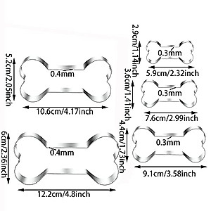 MrCookie 5pcs Dog Bone Cookie Cutters Set, Stainless Steel Sandwiches Cutter Shapes Biscuit Mold Cookie Cutter for Kids, Sturdy Cutters for Cookies, Sandwiches, Biscuits