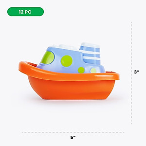 Boley Boats Bathtub Toys - 12 Pk Kids Bath Toys for Toddlers Ages 3+