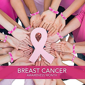 Omgouue 48pcs Breast Cancer Awareness Bracelets Pink Ribbon Camo silicone Win For Pink Party Supplies Favors