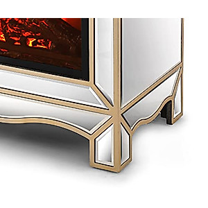 AUWHALEUS Small Silver Mirrored Electric Fireplace 1500W Corner Fireplace Heater for Apartment, Living Room, Bedroom, 23.2" W x 13.4“D x 24.4”H