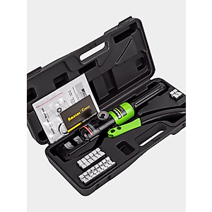 AMZCNC 10 Tons Hydraulic Wire Battery Cable Lug Terminal Crimper Crimping Tool With 9 Pairs of Dies