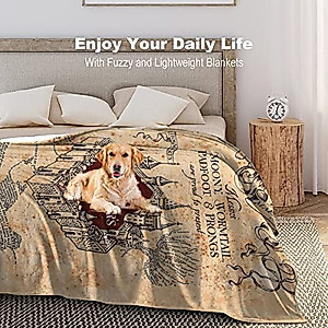 Map Blanket Ultra Soft Plush Throw Blanket Cozy Warm Bedding for Couch Sofa Living Room for Kids Adults 80"x60"