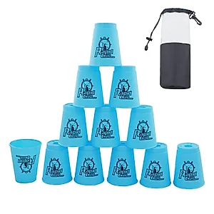 Erlsig 12 Pack Stacking Cups, M Size Quick Stack Cups Set Speed Training Game for Travel Party Challenge Competition, Blue