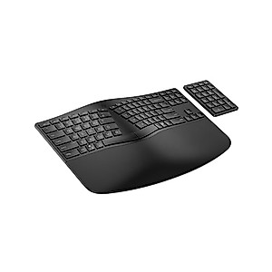 HP 960 Ergonomic Wireless Keyboard - Connect 3 Devices with Bluetooth & Unifying Dongle Connectivity - 20 Programmable Keys, Detached Numeric Keypad - Extra-Large Foam Wrist Rest, Long Battery Life