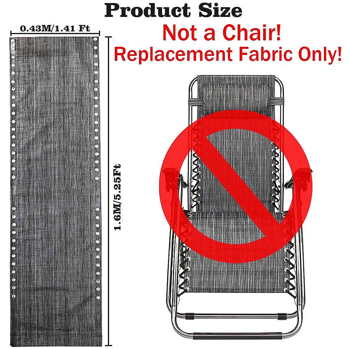 Moksha Studio Zero Gravity Chair Replacement Fabric, Anti-Gravity Folding Lounge Repair Cloth Part for Outdoor Patio Backyard Beach Pool Lawn Camping, Bungee Recliner Mesh Canvas