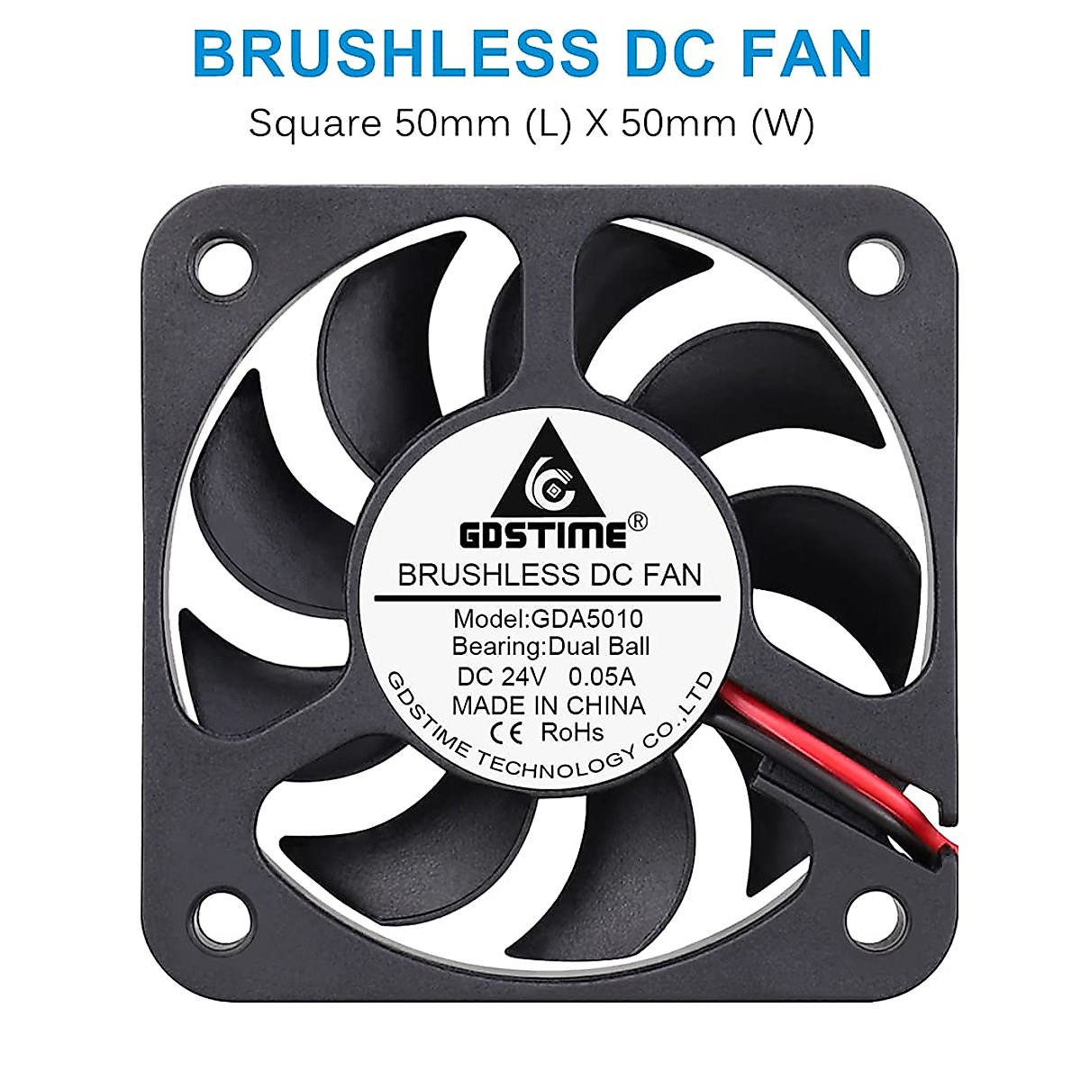 GDSTIME 50mm x 50mm x 12mm 24v Dual Ball Bearing Brushless Cooling Fan
