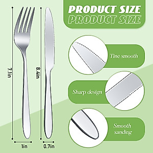 Nuenen 150 Pcs Stainless Steel Set Include 75 Dinner Forks and 75 Knives, Metal Steak Knives Forks Flatware Tableware Cutlery Set for Home Restaurant Hotel, Mirror Polished, Dishwasher Safe (Silver)