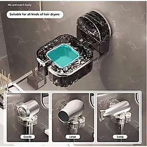 Powerful Suction Cup Holder Rack Organizer,Rotating Hair Dryer Rack Punch Free, 2024 New 360° Blow Dryer Holder Stand Wall Mounted, Zentric Hair Dryer Rack For Hair Dryer,Rotating Lazy Hair Dryer Brac