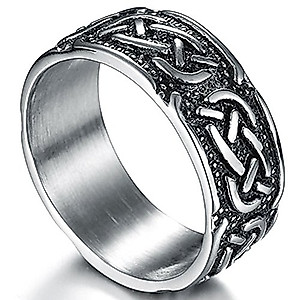 Jude Jewelers 9mm Vintage Stainless Steel Celtic Knot Ring Biker Cocktail Party (Grey, 13)