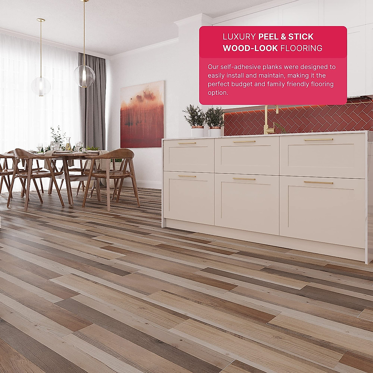 Luxury Vinyl Flooring Tiles by Lucida USA | Peel and Stick Floor Tile for DIY Installation | 36 Wood-Look Planks | Barn | BaseCore | 54 Sq. Feet