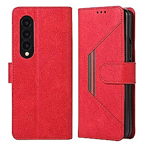 Smartphone Flip Cases Kickstand Case for Samsung Galaxy Z Fold 4 5G Case,Premium PU Leather Wallet Case with Card Holder,Magnetic Closure Shockproof Case Full Body Protection Phone Cover Case Flip Cas