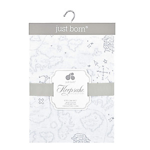 Just Born Boys and Girls Newborn Infant Baby Toddler Nursery 100% Cotton Fitted Bedding Crib Sheet, White/Grey Sail, One Size