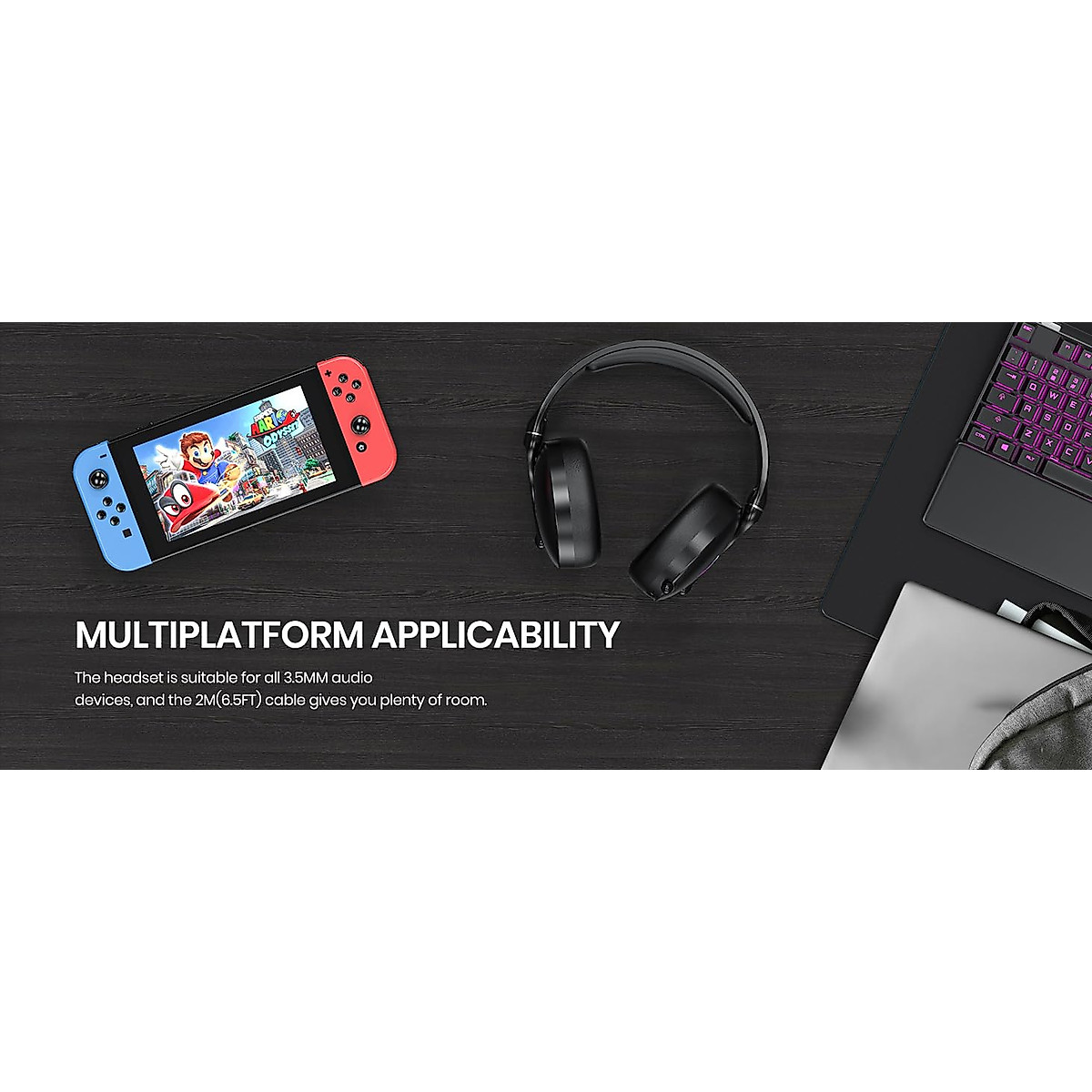 targeal Gaming Headset with Microphone for PC, PS4, PS5, Switch, Xbox One, Xbox Series X|S - 3.5mm Jack Gamer Headphone with Noise Canceling Mic-908 black