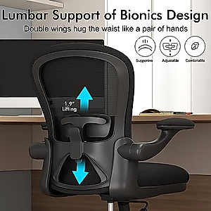 Apusen Ergonomic Home Office Desk Chairs Comfy Computer Gaming Chairs Mesh Arm Swivel Chairs of Adults for Home Office Bedroom(Black)