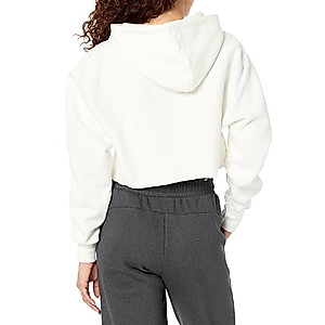 Champion womens Reverse Weave Cropped Cut-off Hoodie, Left Chest C Hooded Sweatshirt, White-549302, Small US