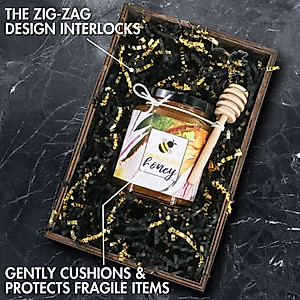 MagicWater Supply Crinkle Cut Paper Shred Filler (4 oz) for Gift Wrapping & Basket Filling - Black & Gold