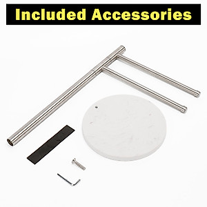 Winmien Standing Hand Towel Holder, Hand Towel Stand with Marble Base, 304 Stainless Steel Towel Rack with 2 Swivel Arm, Countertop Stand Towel Ring Towel Bar for Bathroom Countertop (Brushed Nickel)