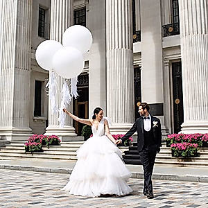 36 inch Giant Round White Balloons 5 PACK Thick extra large Jumbo Balloon for Wedding Birthday Baby Shower Anniversary Party Decorations