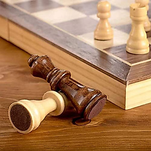 15'' Magnetic Wooden Chess Set Folding Board, Handmade Portable Travel Chess Board Game Sets with Game Pieces Storage Slots Beginner Chess Set for Kids and Adults - 2 Extra Queens
