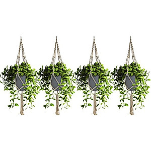 Sorbus Macrame Plant Hanger [4 Pack] Indoor Outdoor Hanging Plant Pots Cotton Rope, Elegant for Home, Patio, Garden