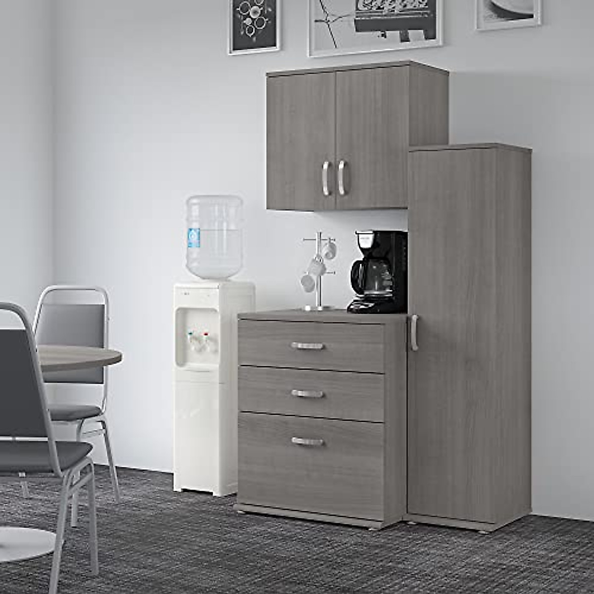 Bush Business Furniture Universal 3 Piece Modular Storage Set with Floor and Wall Cabinets, Platinum Gray