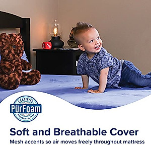 Perfect Cloud Made in The USA Kids Plush 7-inch Memory Foam Twin Mattress, Shredded Foam Pillow, and Teddy Bear for Day/Trundle/Bunk Bed - (Blue)