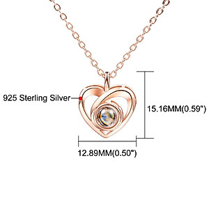 INBLUE Personalized Projection Picture Pendant 925 Sterling Silver Necklace Heart-Shaped Pendant Birthday Anniversary Jewelry Gifts for Her/Women/Mom/Girlfriend (Colored Picture)