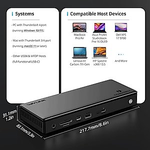 WAVLINK Thunderbolt 4 Hub with Dual HDMI 4K@60Hz,100W Charging, Thunderbolt Certified, 13-in-1 Thunderbolt 4 Dock Dual Monitor Single 8K Output for Windows or Mac, 4X USB, 2.5G Ethernet,SD/MicroSD