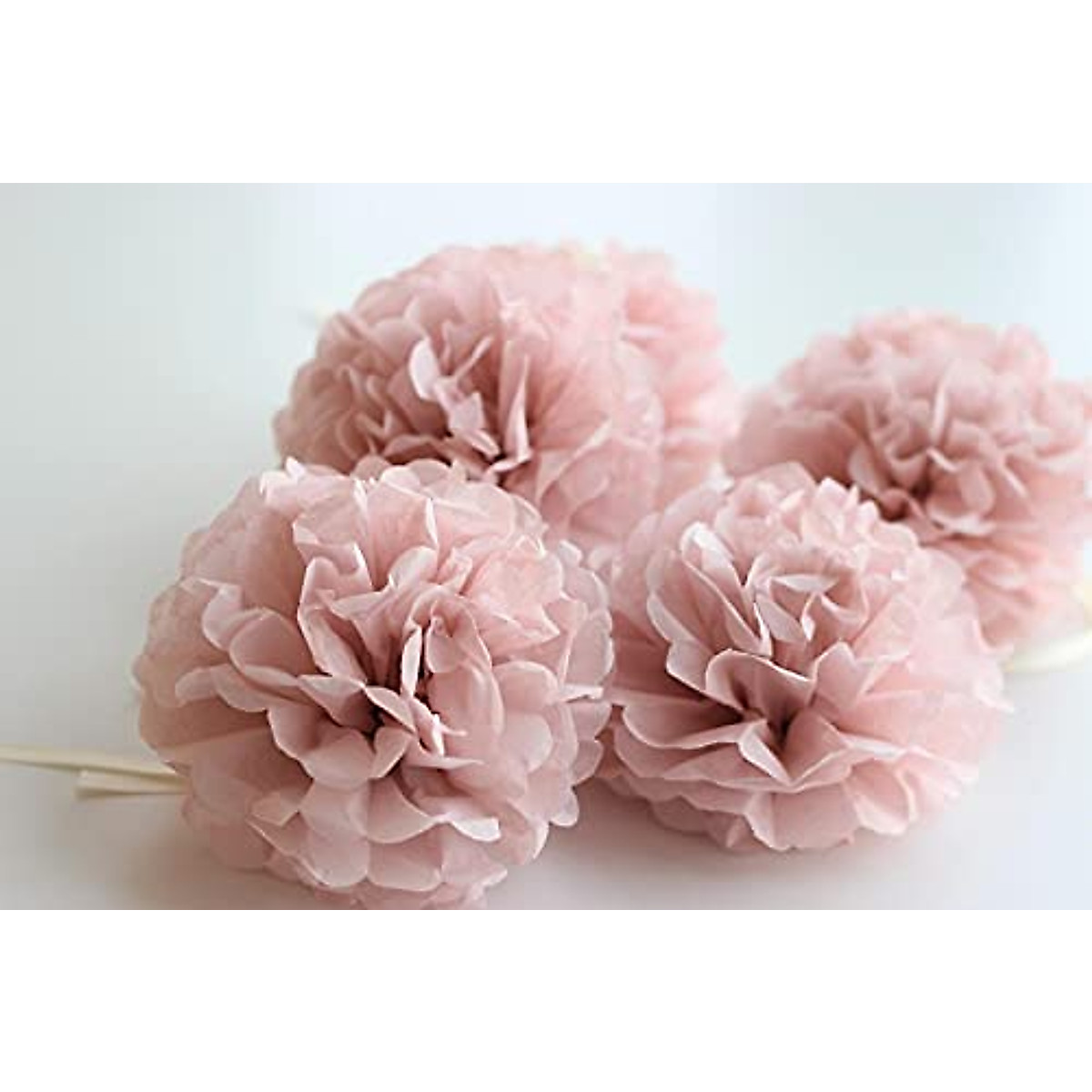 Set of 9 Dusty Rose Mauve Pink Tissue Pom Poms Paper Flowers Wall Backdrop Centerpieces for Wedding Nursery Baby Shower Hanging Decoration