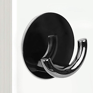 Zerodis Door Hangers Stainless Steel + Zinc Alloy Adhesive Hanger Hang Door Wall Kitchen Bathroom (Black)