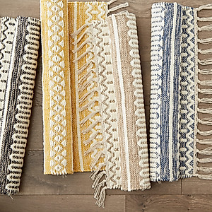 DII Textured Woven Rug Collection Hand-Loomed Shag Printed, 2x3 Ft, Chenille Stripe Stone