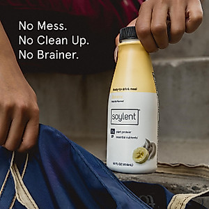 Soylent Banana Meal Replacement Shake, Ready-to-Drink Plant Based Protein Drink, Contains 20g Complete Vegan Protein and 1g Sugar, 14oz, 12 Pack