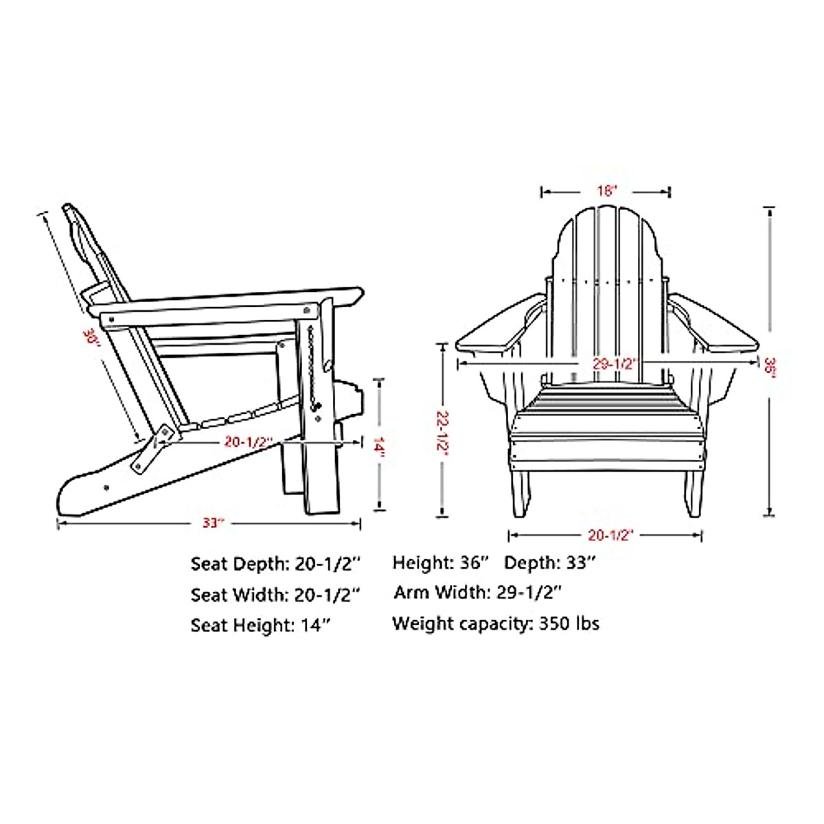 PILITO Adirondack Chair, Outdoor Folding Chairs, Patio Lounge Chair, Weather Resistant, HDPE Material, Perfect for Deck, Garden, Backyard & Lawn Furniture, Fire Pit, Porch Seating, Mint Green
