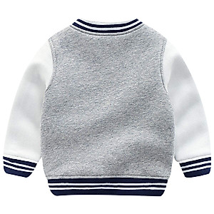 famuka Baby Boy Spring Coat Little Kids Baseball Cardigan Jacket (Grey, 6-12 Months)