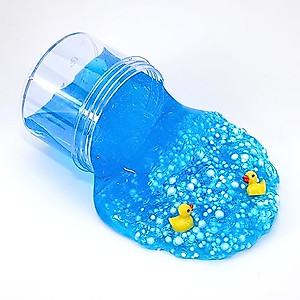 2 Packs Jelly Cube Crunchy Slime Kit for Girls with Duck and Bear(Pink and Blue),Non Sticky and Super Soft Sludge Toy,DIY Crystal Glue Boba Slime Party Favor for Boys,Birthday Gifts for Kids.